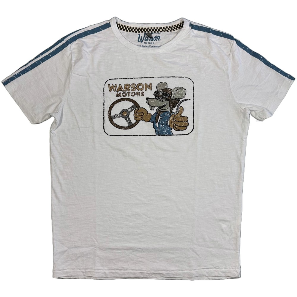 t-shirt racing mouse white blemish Warson Motors