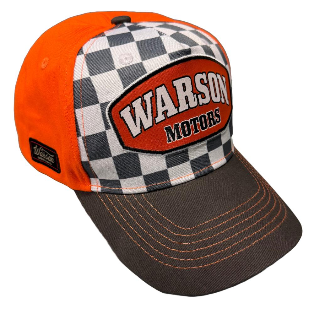 Warson Motors cap Checkerboard orange